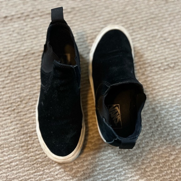 Vans | Shoes | Vans Black Mid Top Suede Slip On | Poshmark